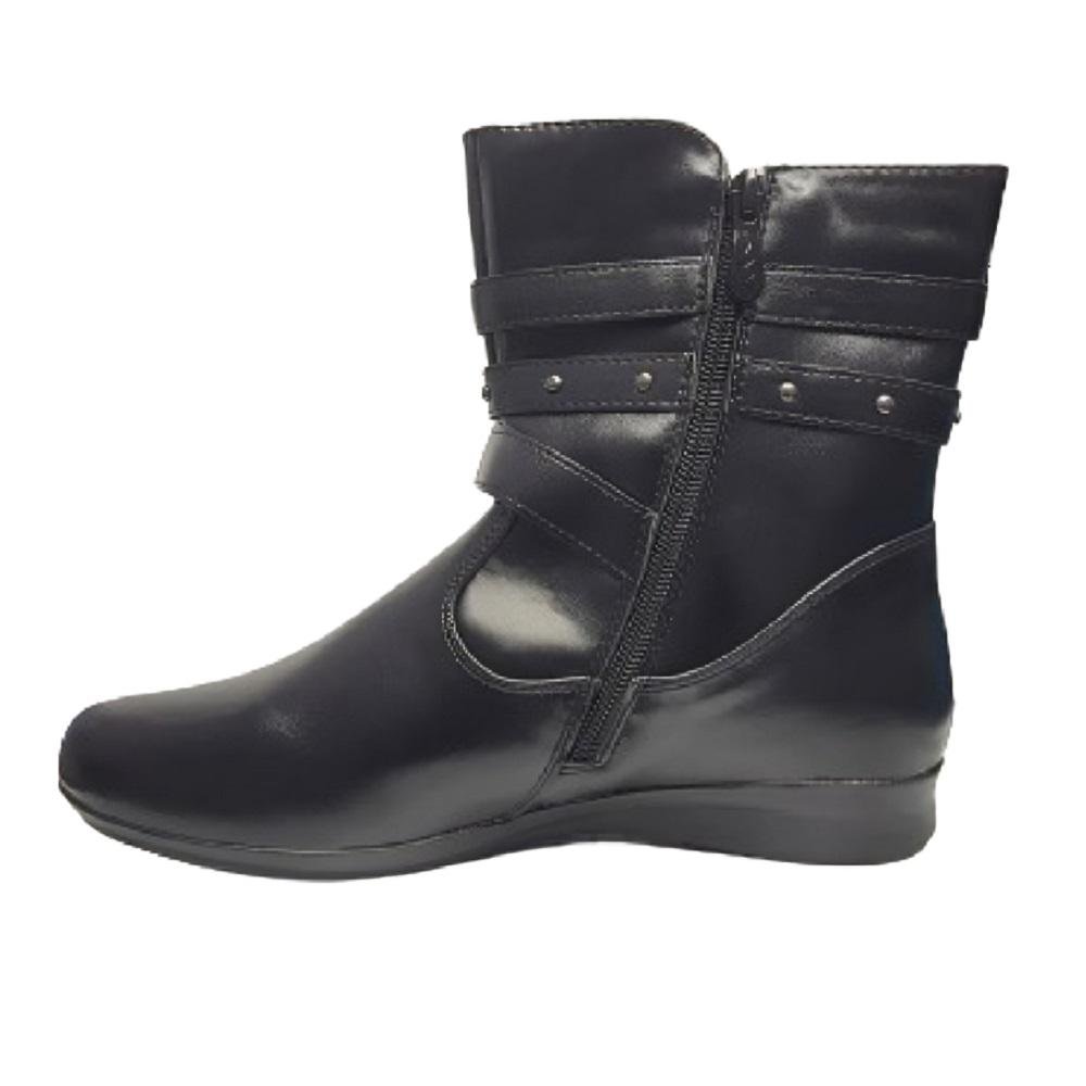 Bota Feminina Rasteira Mooncity Cano Curto 71142 Preto