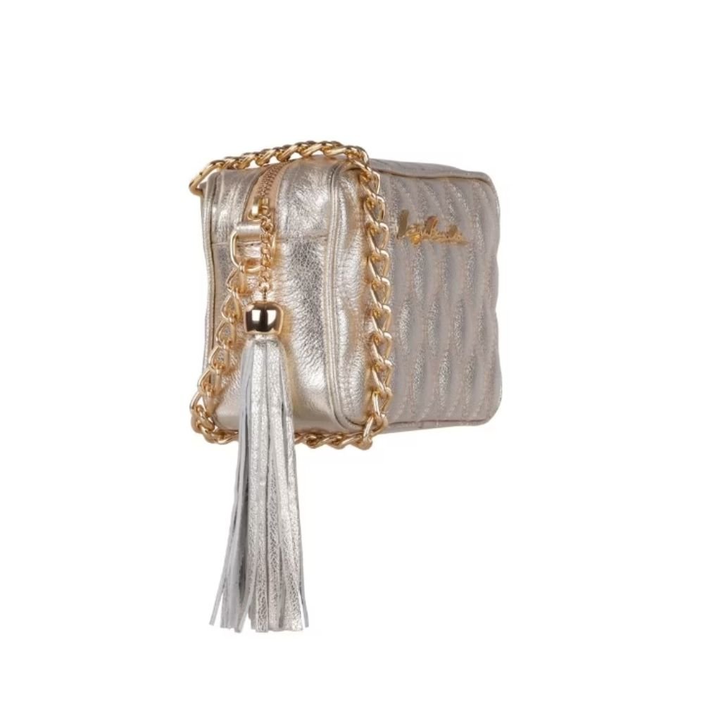 Bolsa Feminina Pequena Matelassê Luiza Barcelos Prateada Bege