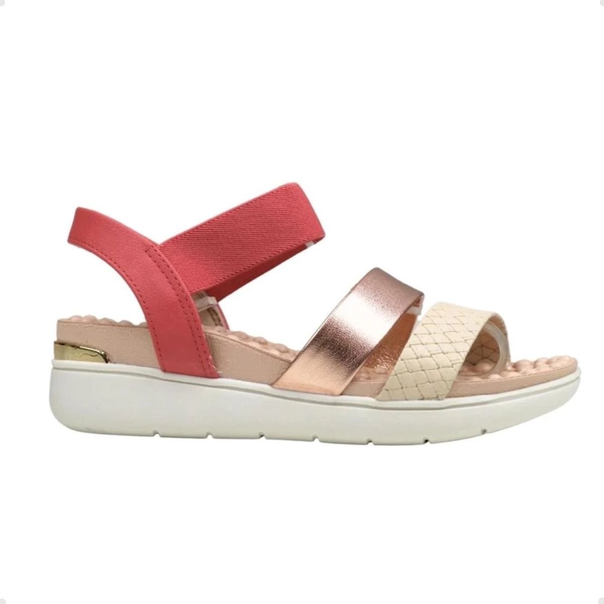 Sandalia Fem Anabela Modare 7151.119-28593.99254 Bege/Vermelho