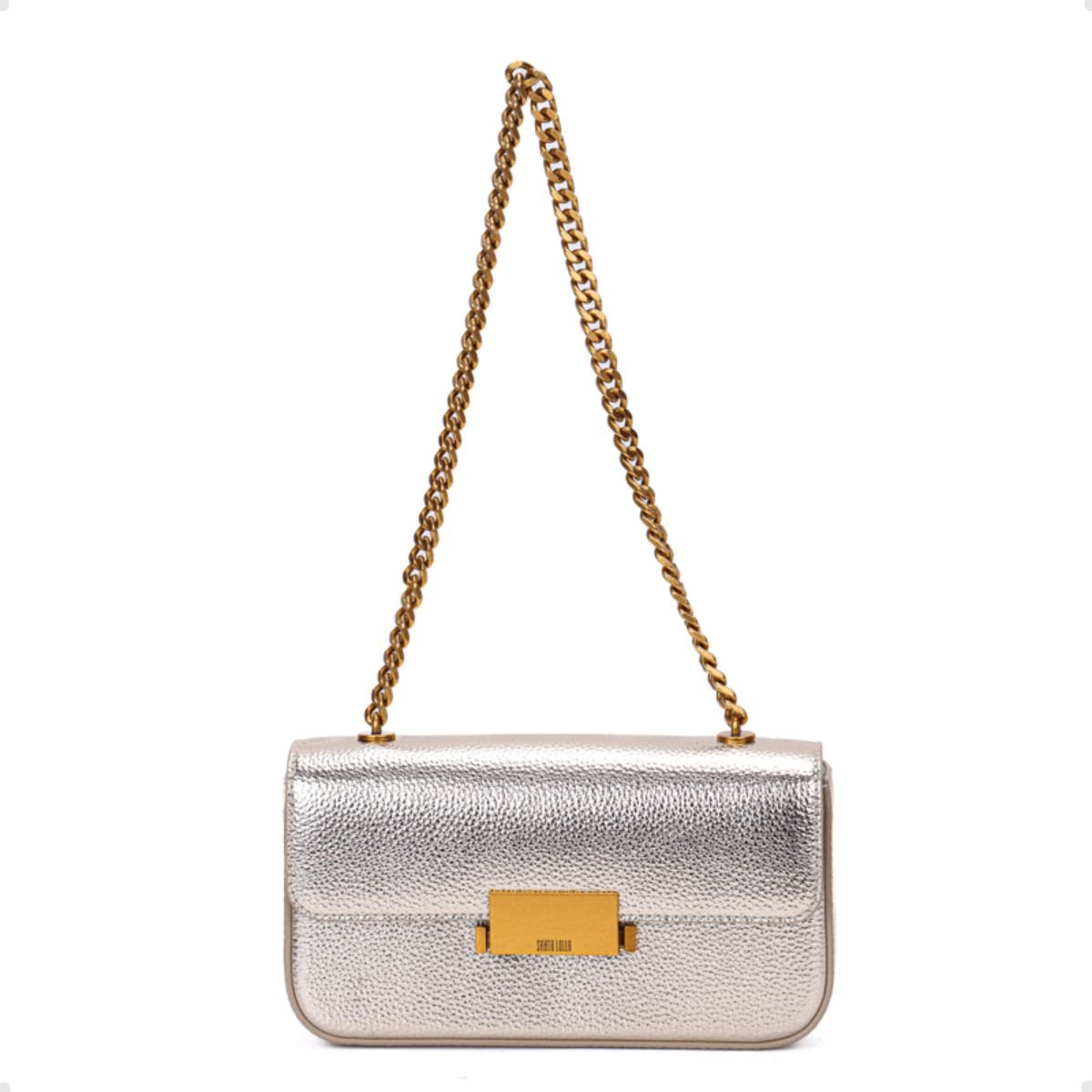 Bolsa Feminina Transversal Santa Lolla Prata Dourado