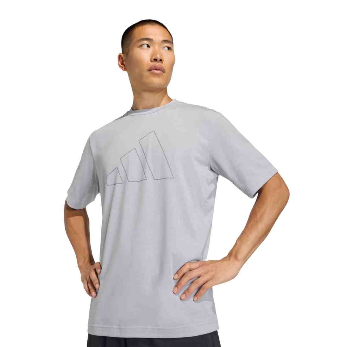 Camiseta Masculina Adidas Logo Feelready Workout Essentials Cinza Cinza