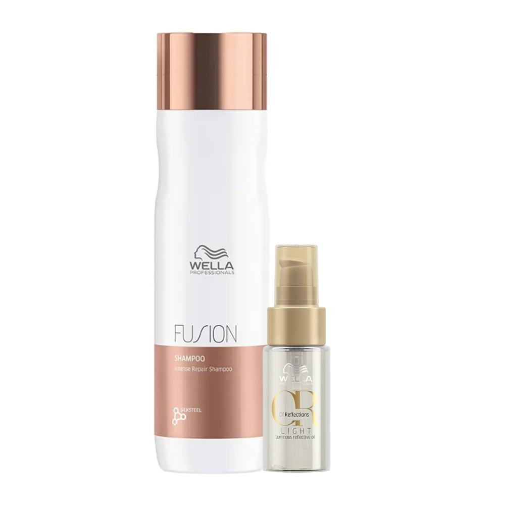 Kit Fusion Shampoo 250ml e Oil Reflections light 30ml - Wella ÚNICO
