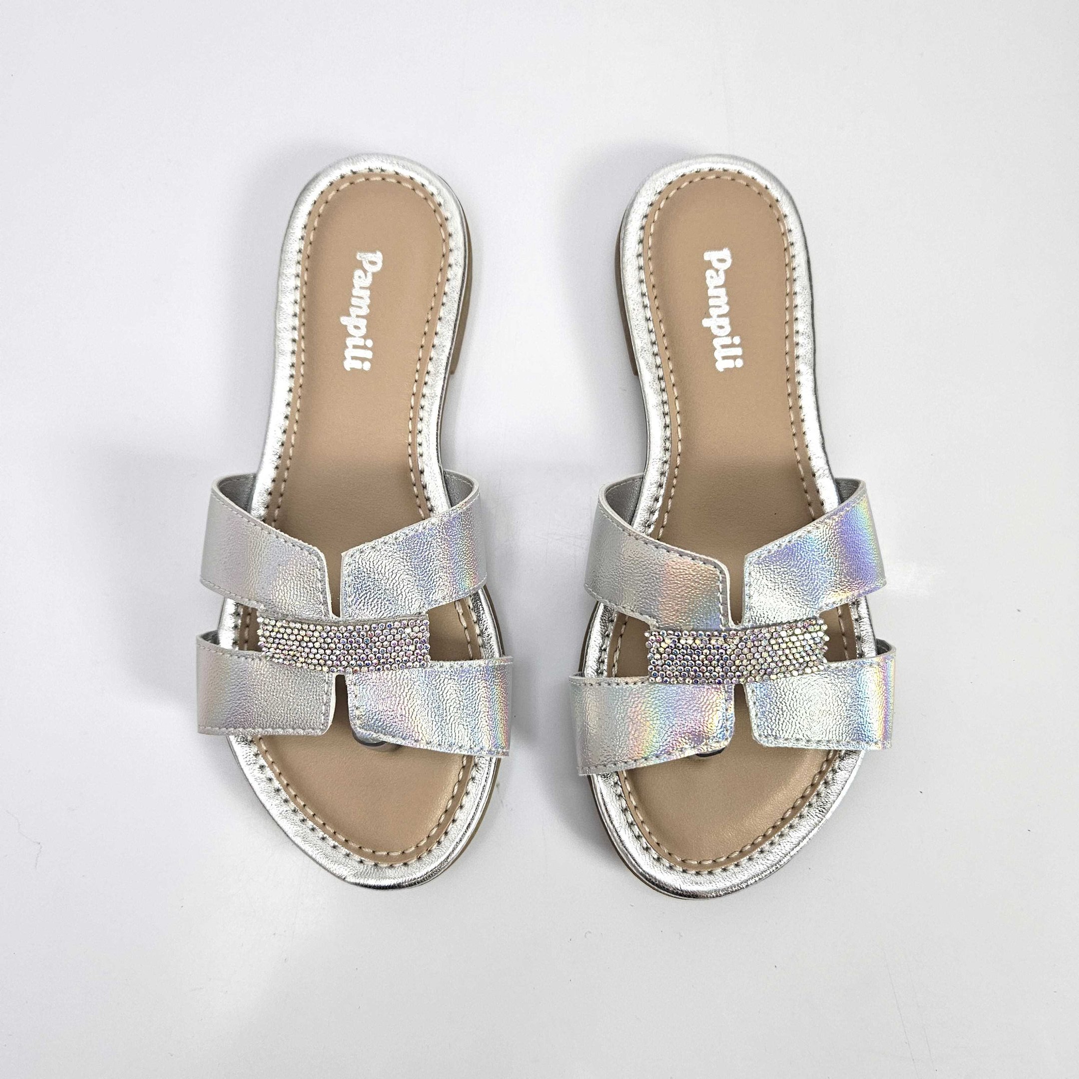 Chinelo Rasteira Infantil Pampili Cherrie Prata