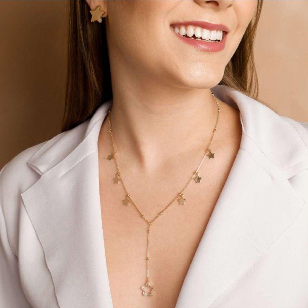 Colar Estrelas Folheado a Ouro 18K Dourado