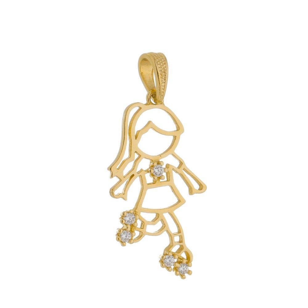Pingente Menina Folheado a Ouro 18K Dourado
