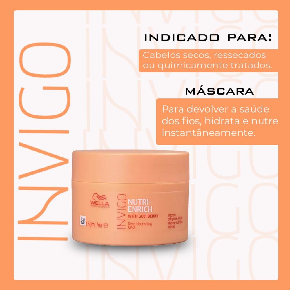 Wella Kit Nutri Enrich Shampoo 1L, Condicionador 1L, Máscara 150g (3 ...