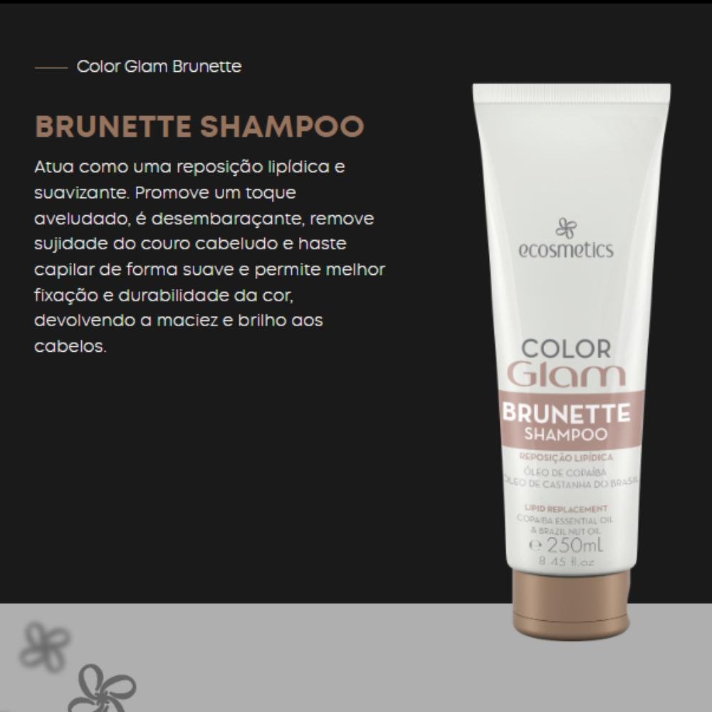 Kit Ecosmetics Color Glam Brunette Shampoo 250ml, Oil Radiancecolor ...