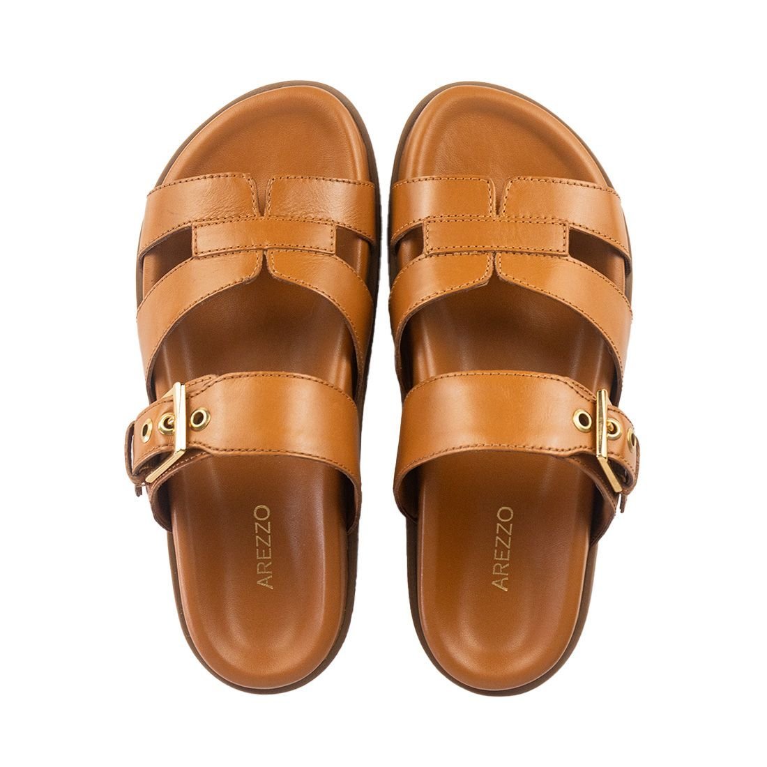 Sandália Papete Arezzo Tira Fivela Marrom