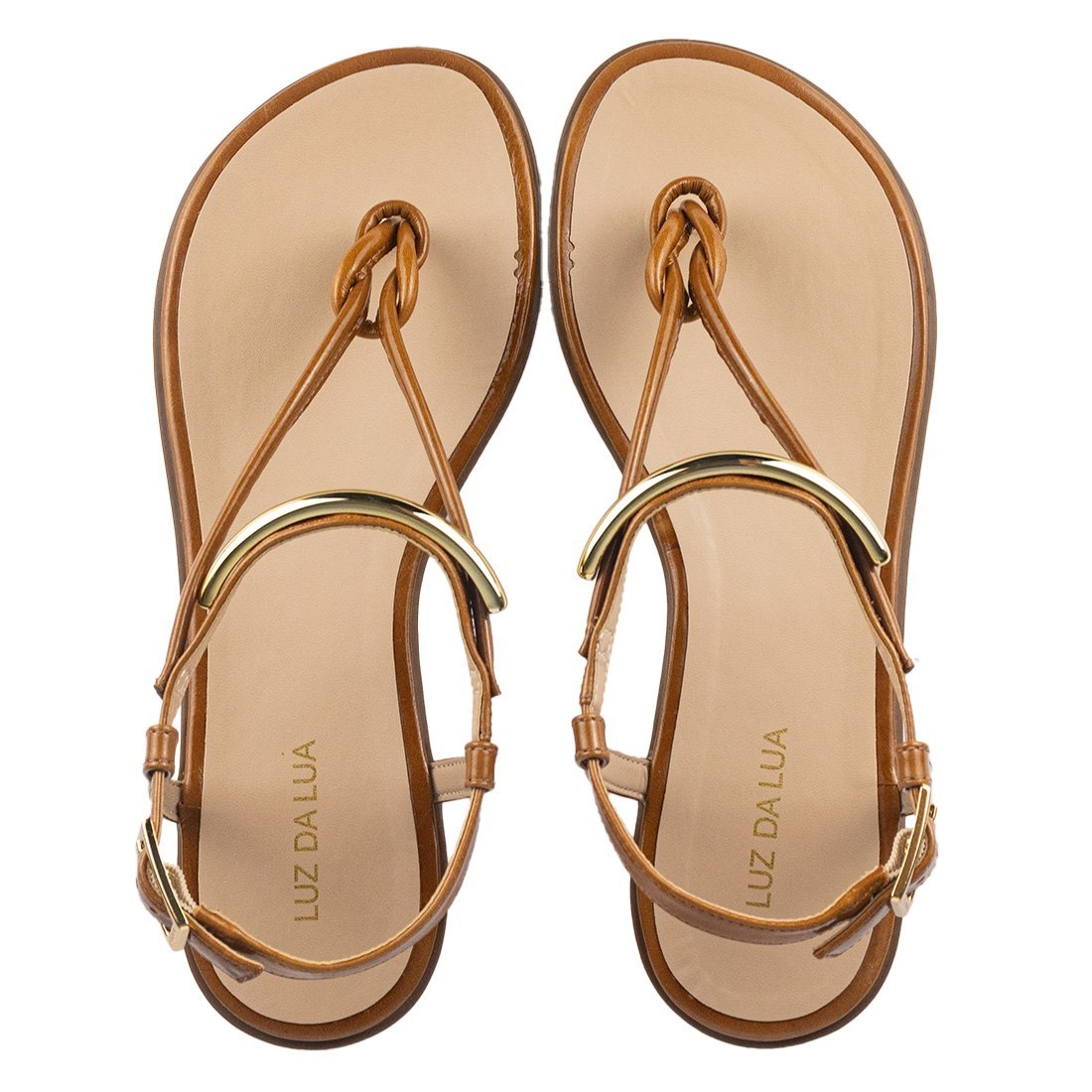 Sandália Rasteira Luz da Lua Ambar Marrom