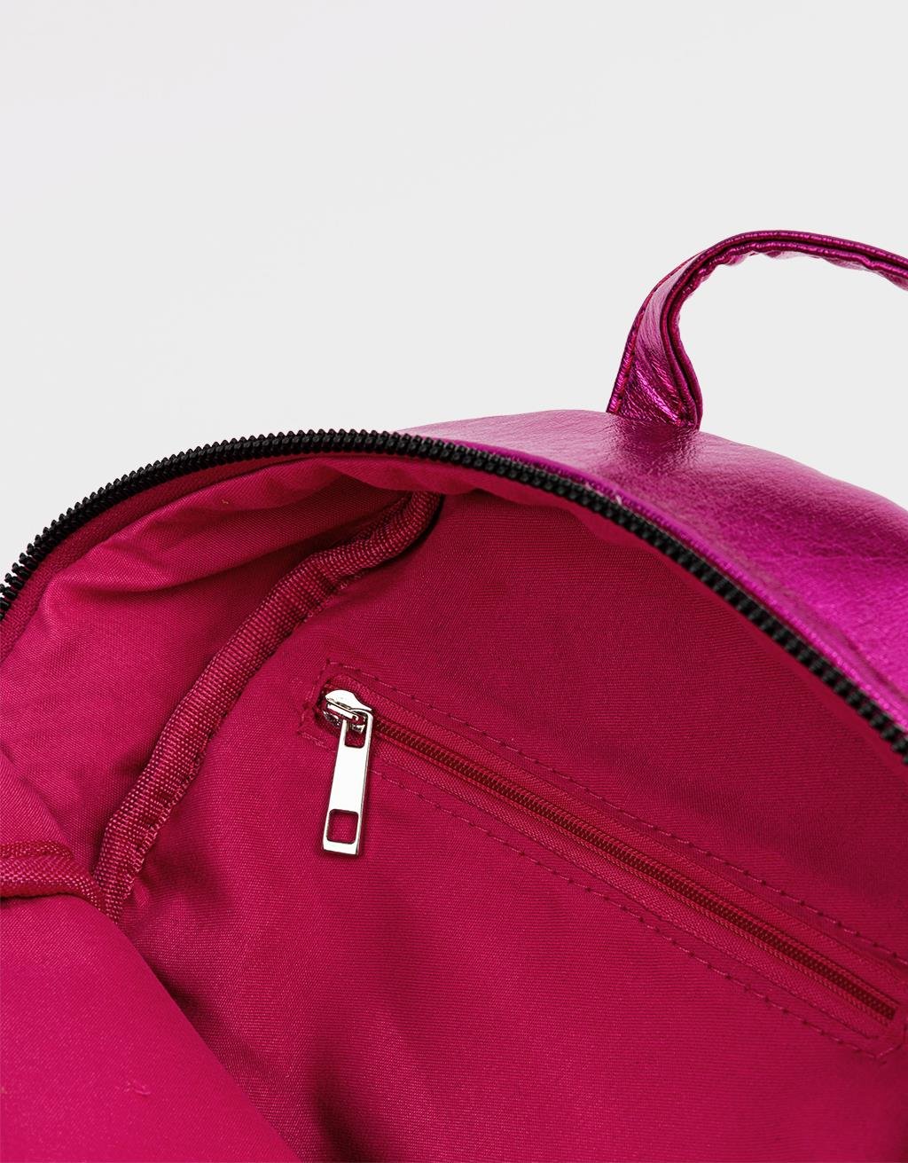 Mochila Metalizada Fúcsia com Pompom Rosa - Renner