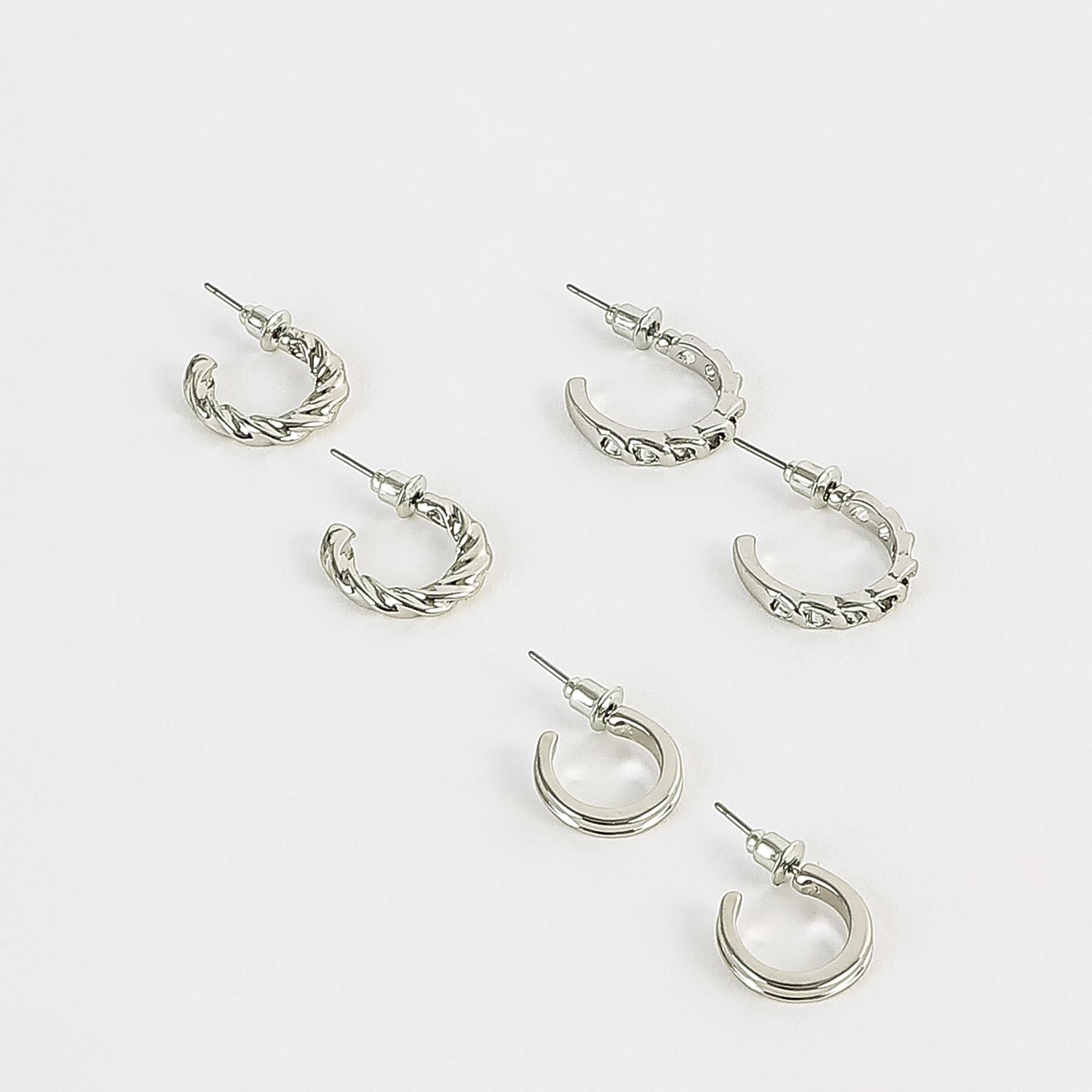 Kit de Argolas Prata Essential Collection Prata