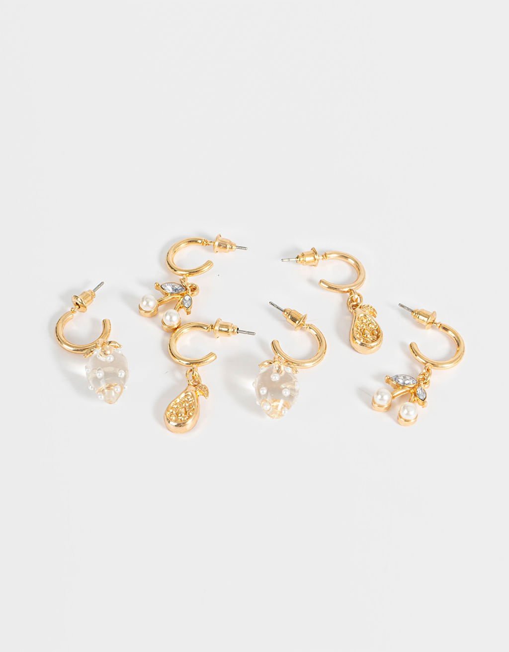 Kit 03 Pares de Argolas Douradas Paris Meeting Dourado