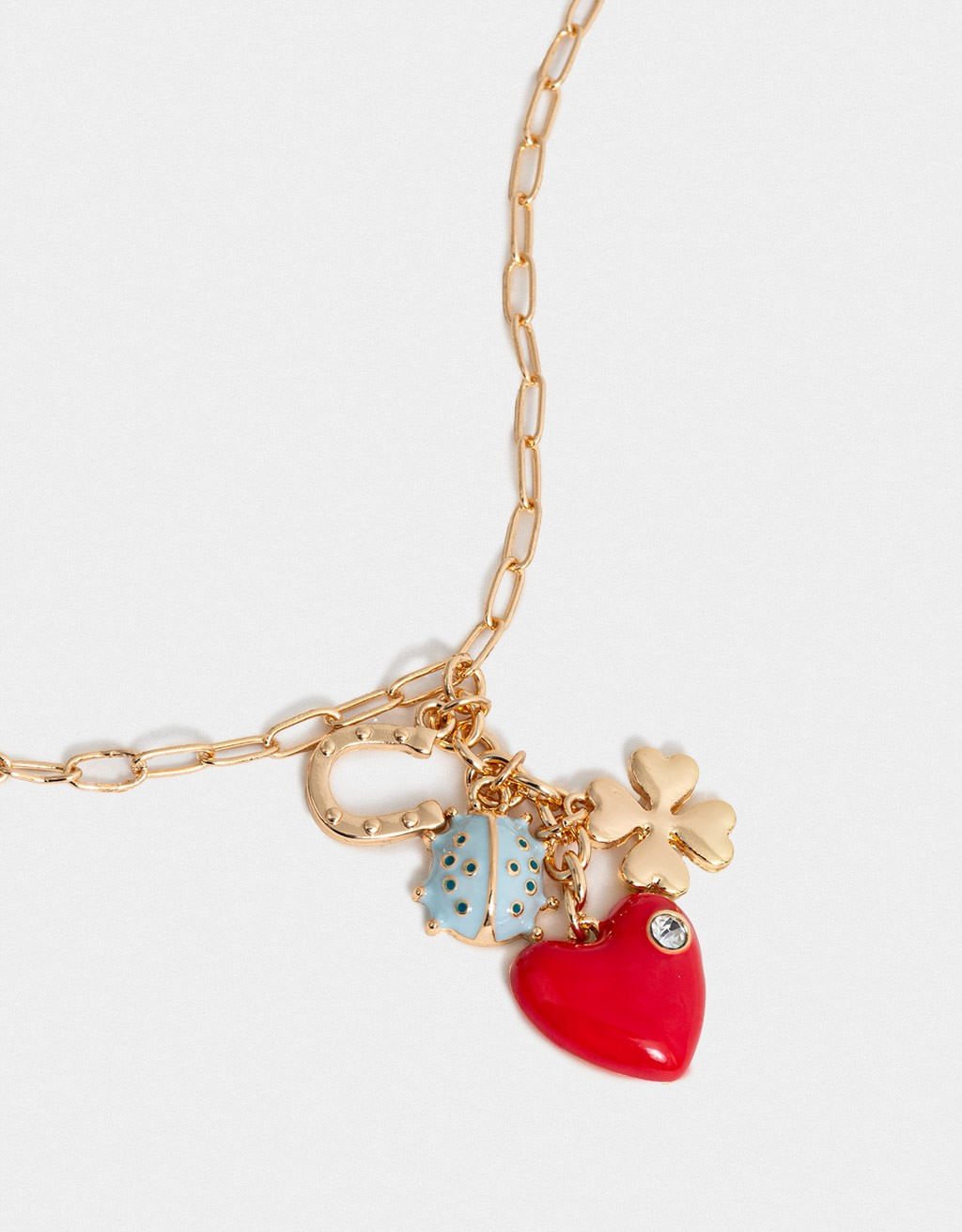 Colar Triplo Charms Feeling Lucky Dourado