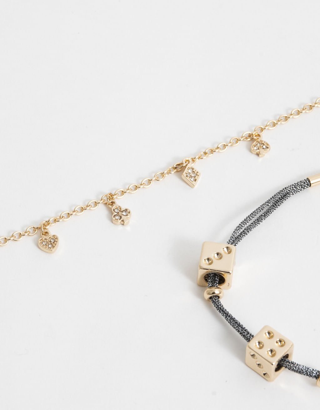 Kit 02 Pulseiras Flexíveis Charms Feeling Lucky Dourado