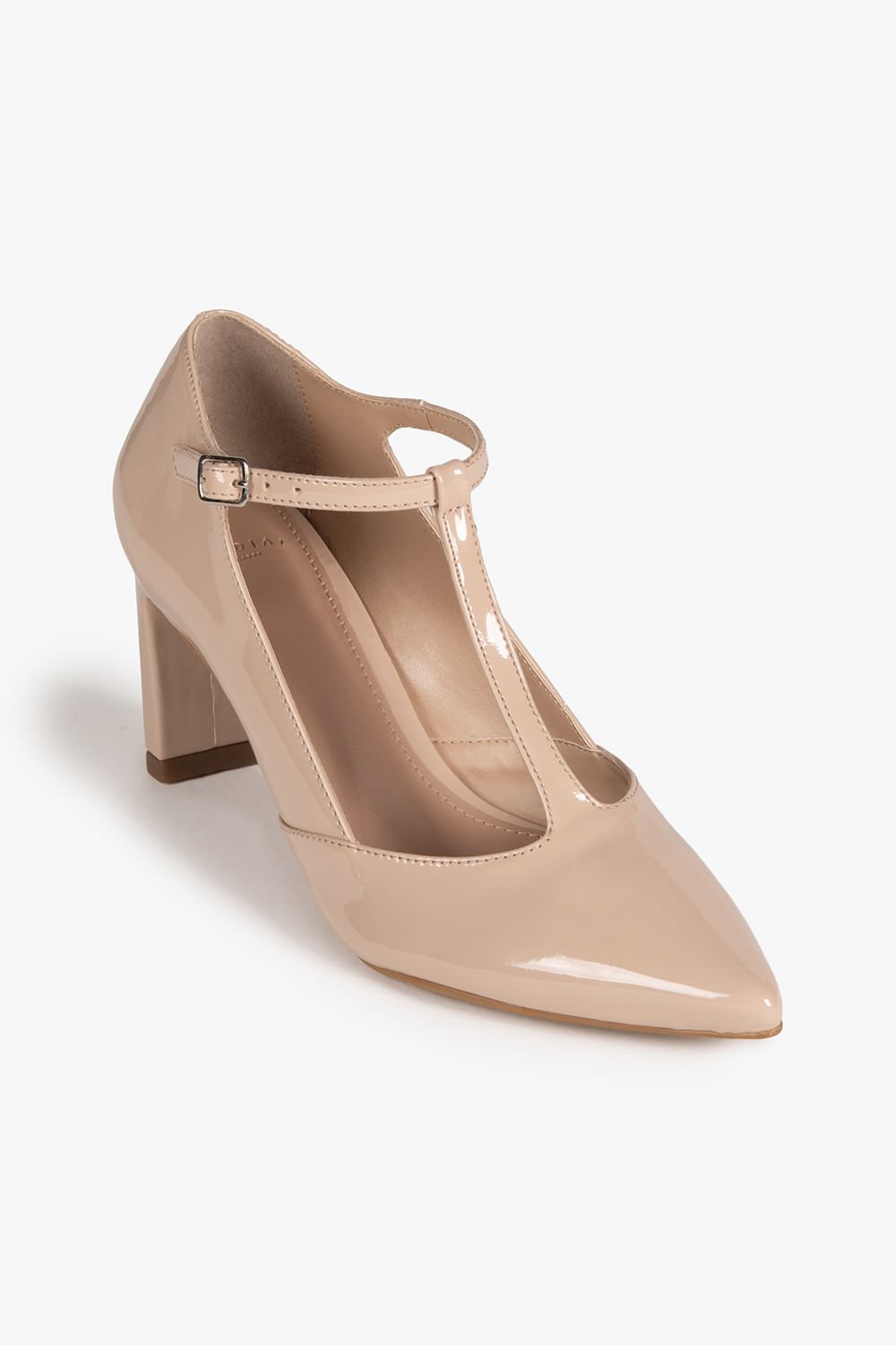 Sapato Feminino De Boneca Salto Alto Mundial Constance Bege