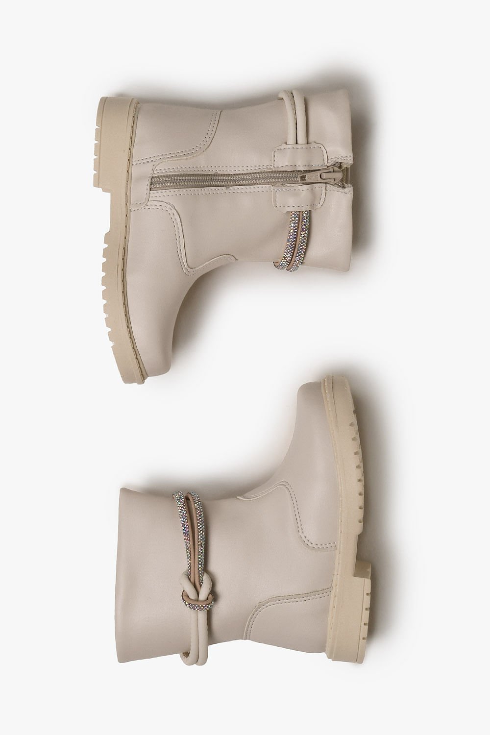 Bota Baby Infantil Cano Curto Doce Menina Anny Off White