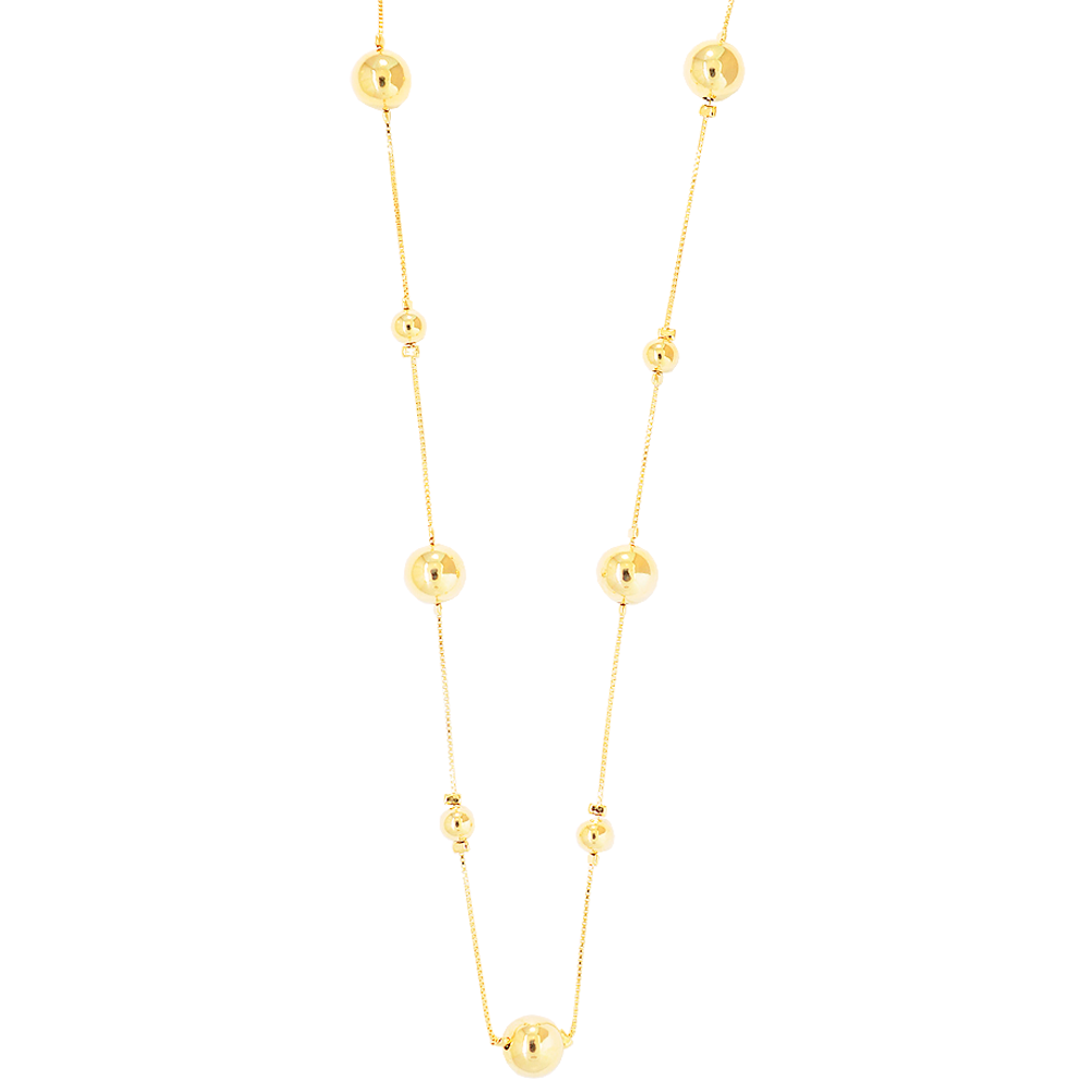 Colar Semijoia Luciana Bola Longo Dourado Dourado
