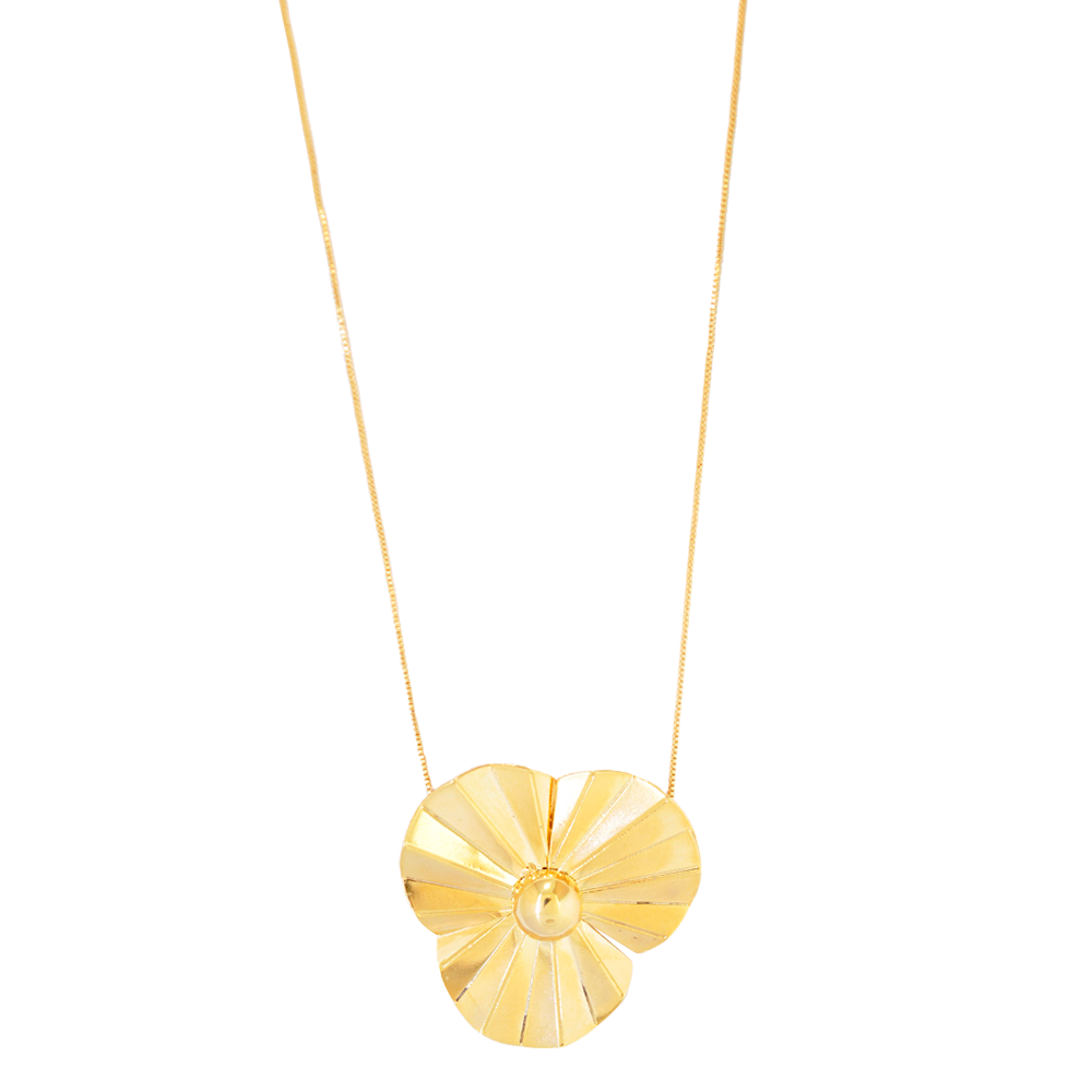 Colar Semijoia Celia Flor Leque Dourado Dourado