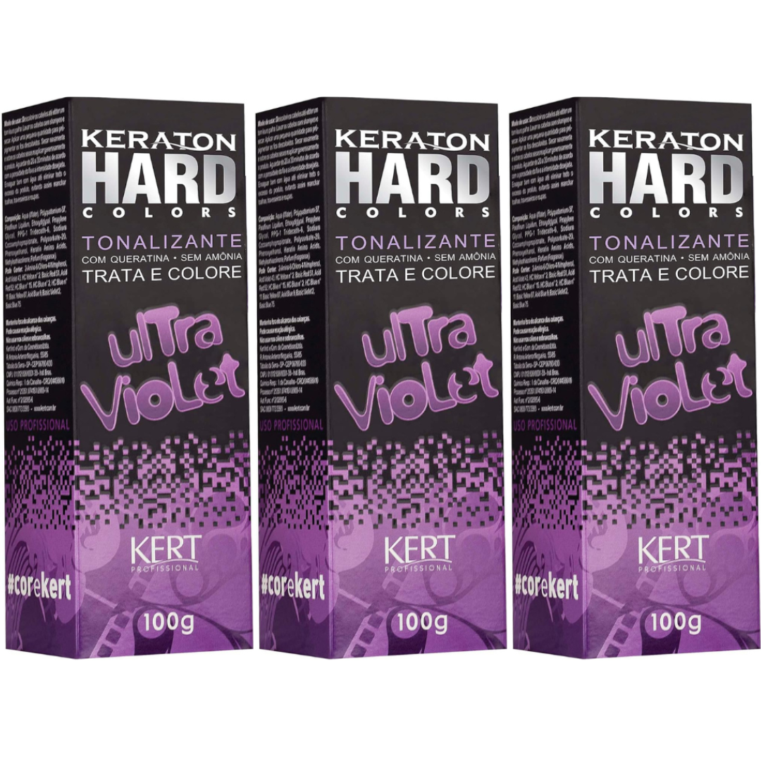 Kit Kert Keraton Hard Color Ultra Violet 100g - 3 Unidades 300g
