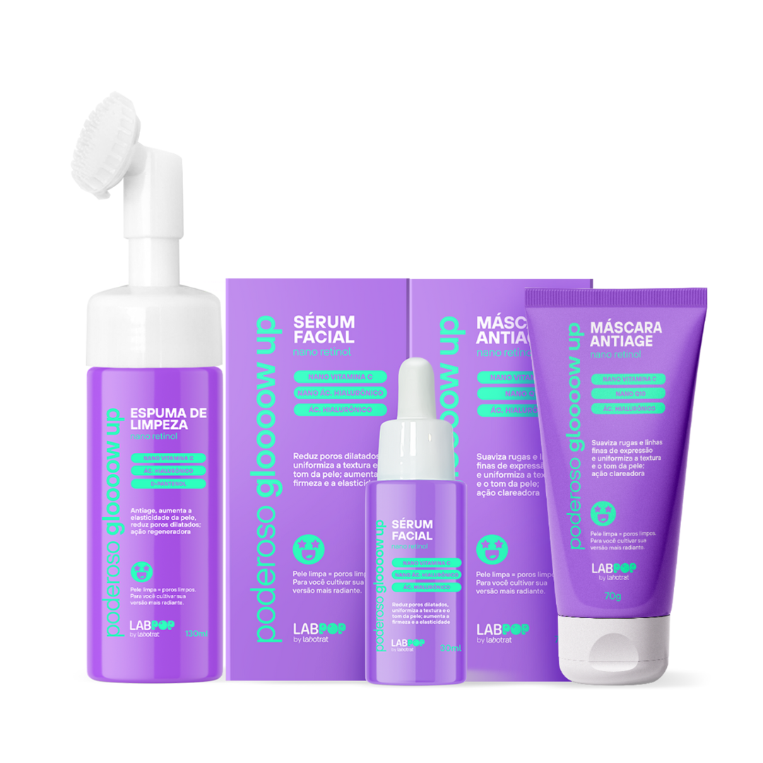 Labotrat LabPOP Glow Up Espuma de Limpeza + Sérum + Mascara Antiage ÚNICO