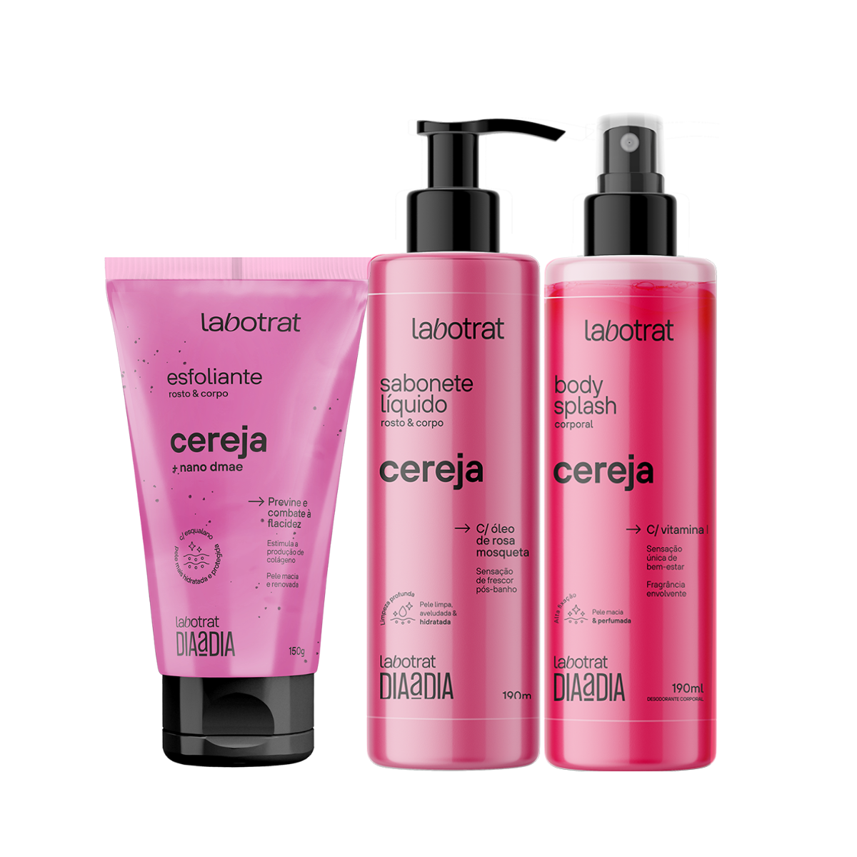 Labotrat Cereja Esfoliante 150ml + Sabonete + Body Splash ÚNICO