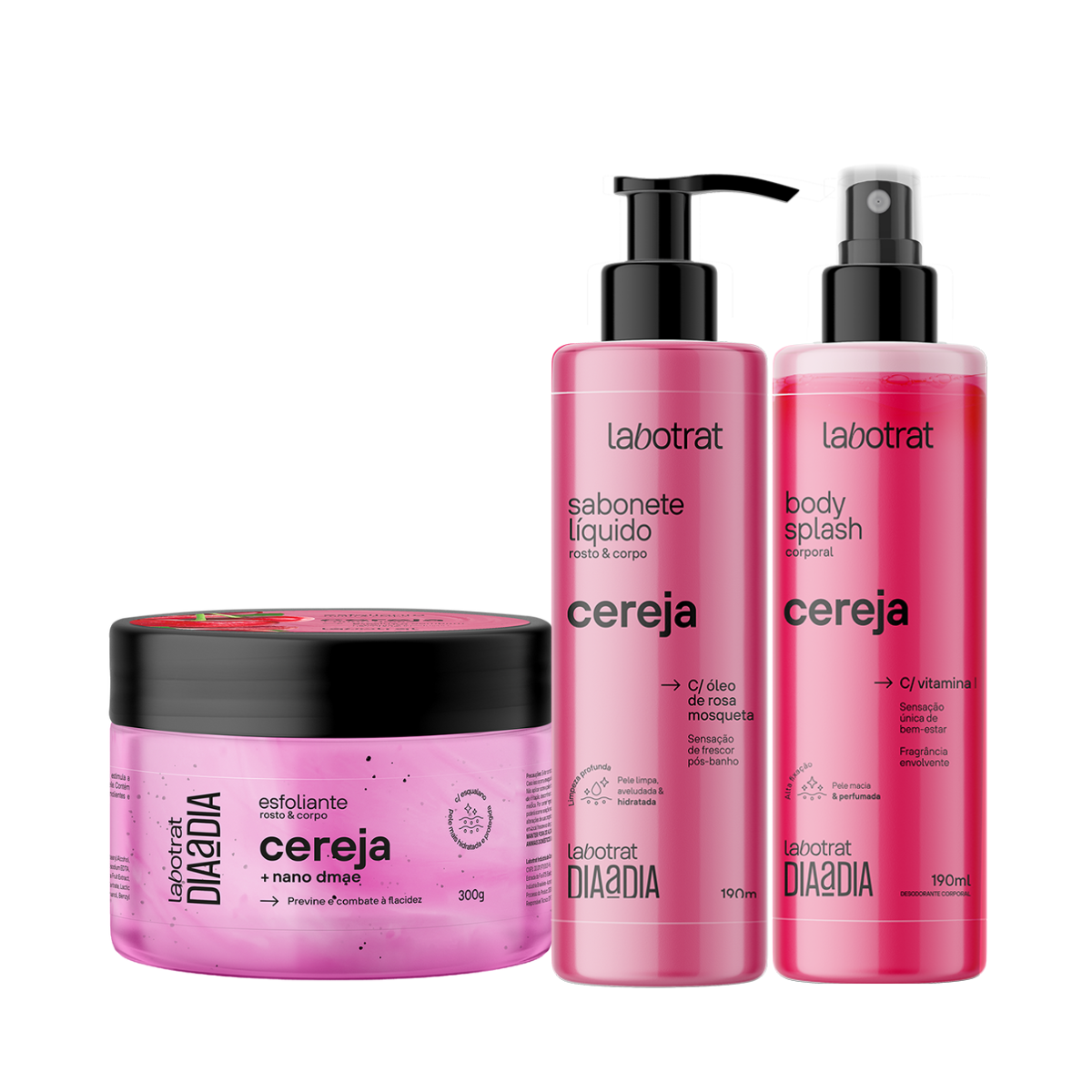 Labotrat Cereja Esfoliante 300ml + Sabonete + Body Splash ÚNICO