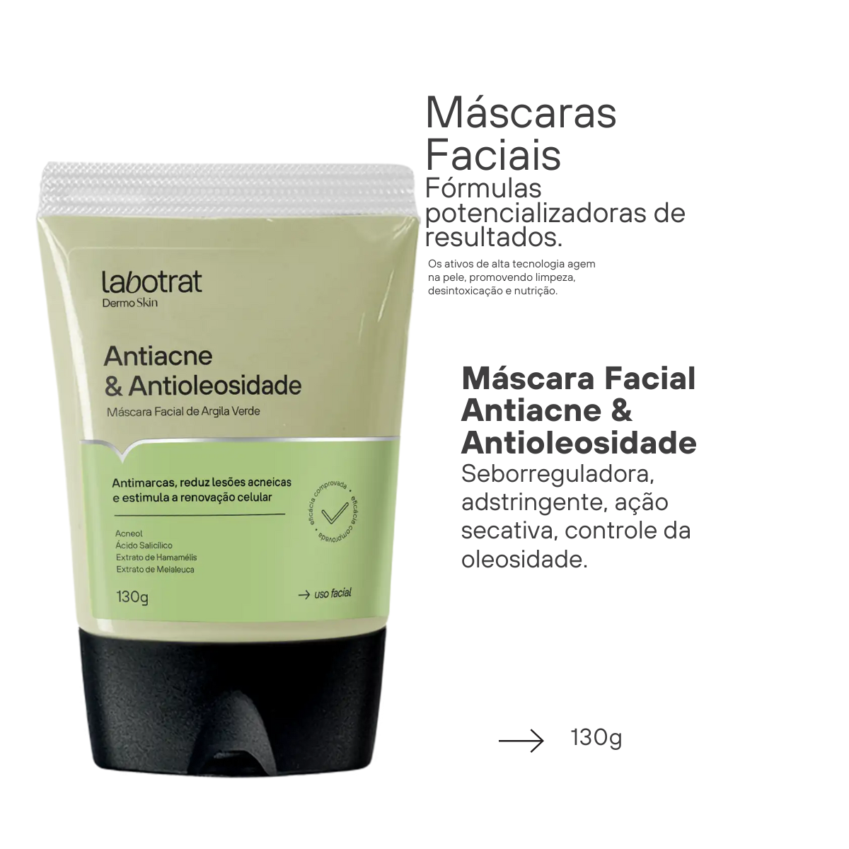 Labotrat Máscara Argila Verde Antiacne e Antioleosidade 130g ÚNICO