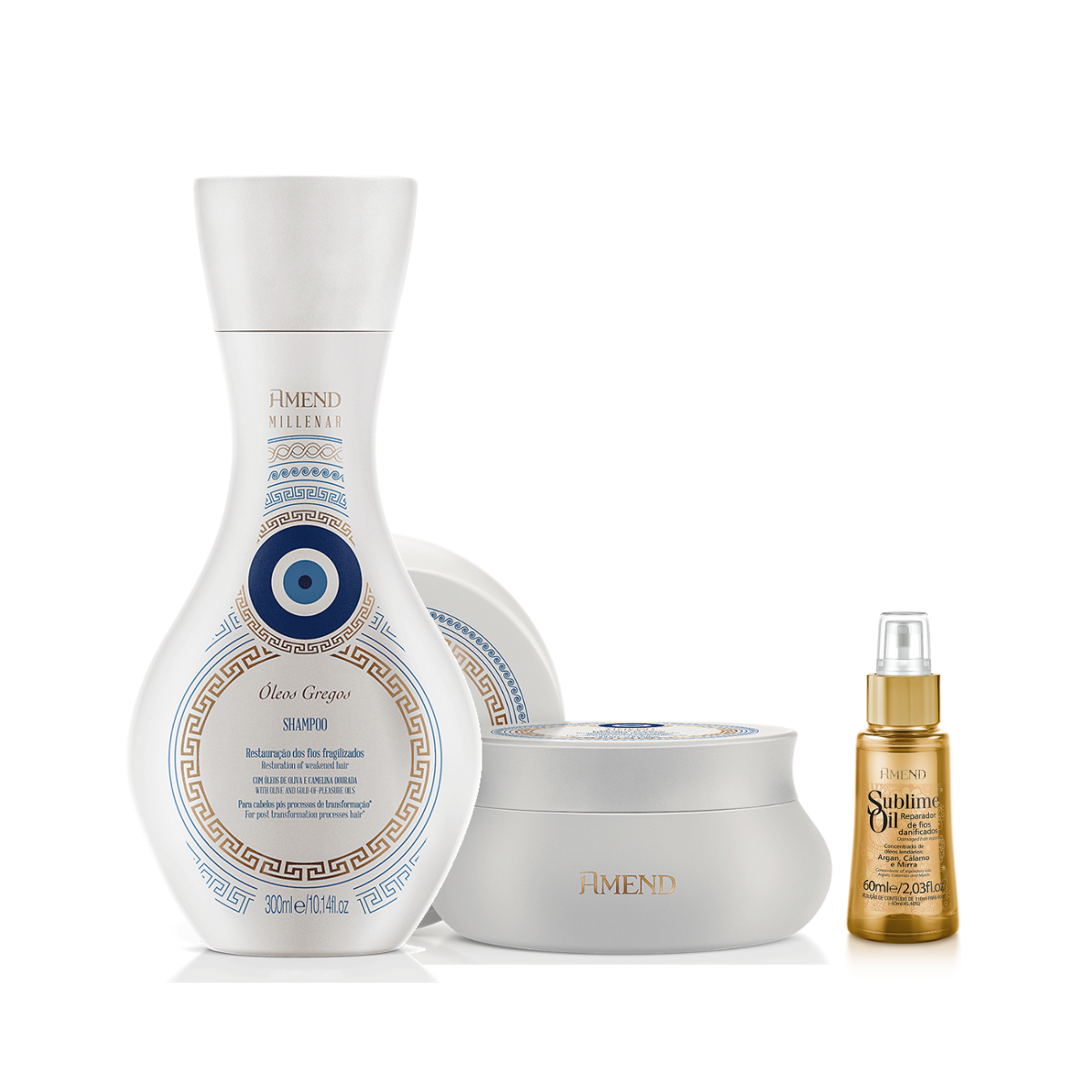 Amend Millenar Óleos Gregos Sh 300ml + Masc 300ml + Sublime Oil 60ml ÚNICO