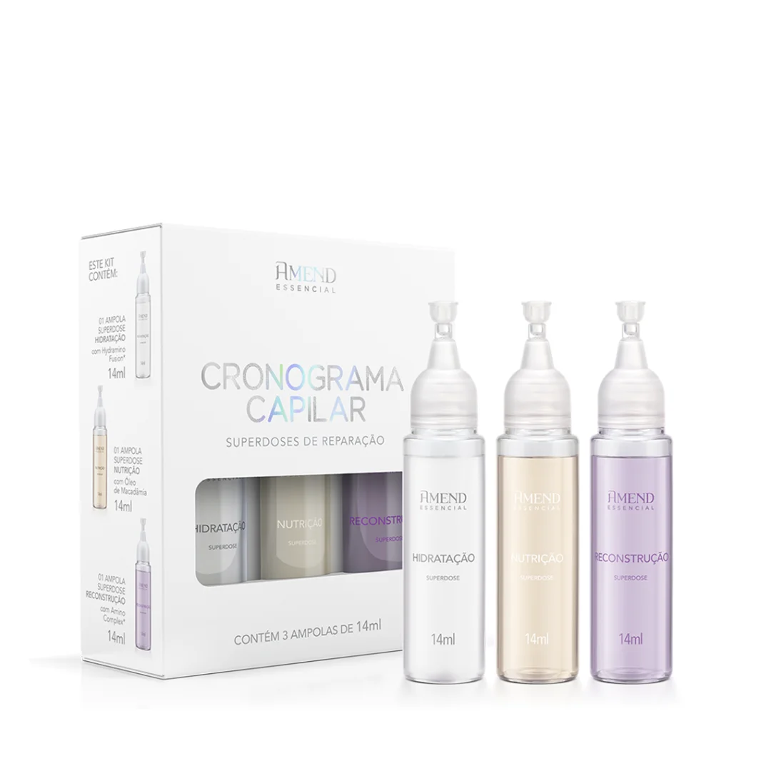Amend Essencial Fluído 180ml + Ampola Kit Cronograma 3x10ml ÚNICO