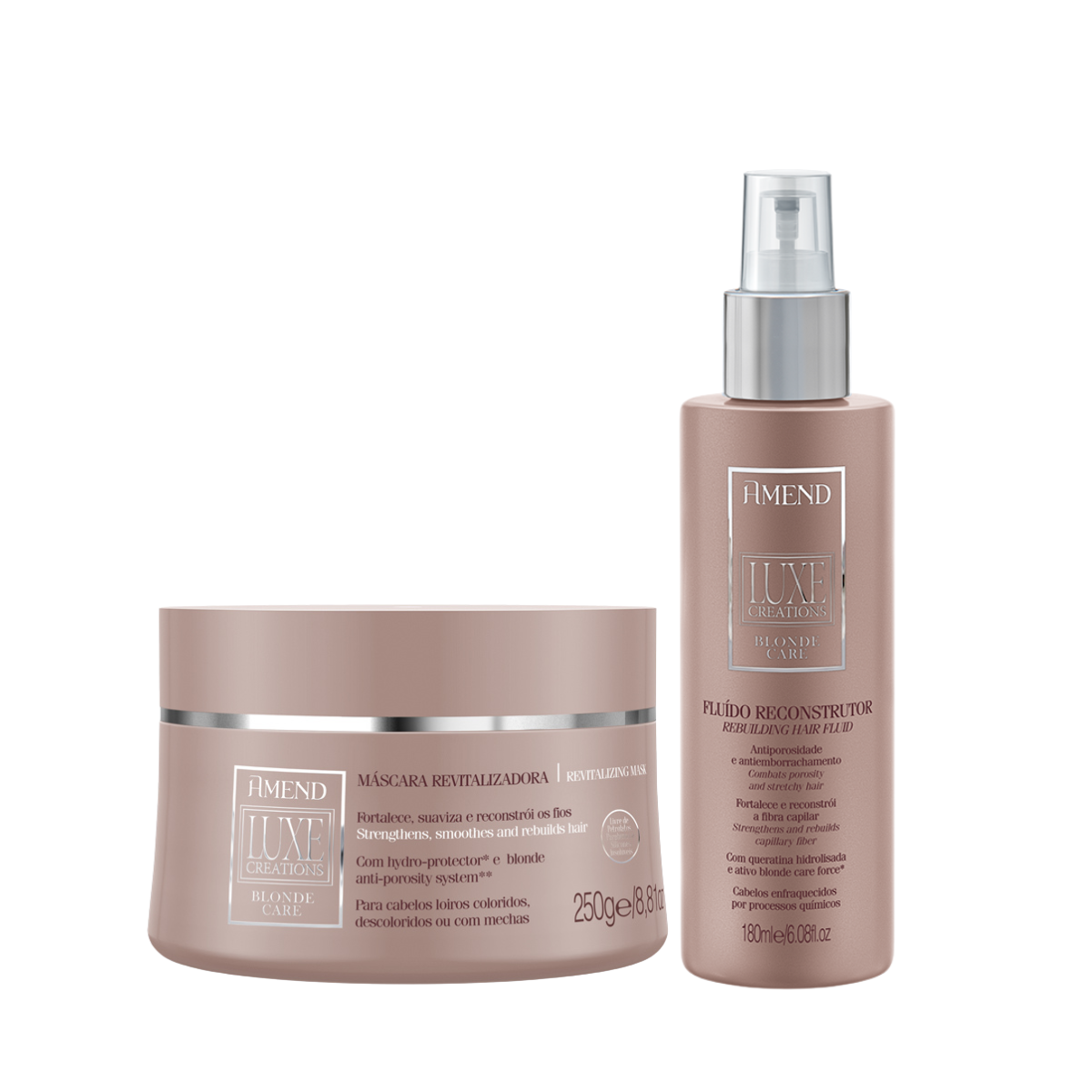 Amend Luxe Creations Blonde Care Masc 300ml + Fluído 180ml ÚNICO