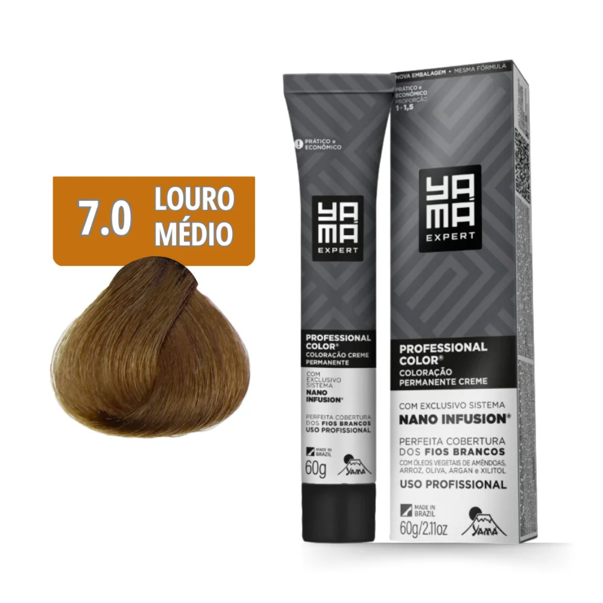 Yamá Color Nano Infusion 7.0 Loiro Médio 7.4 Loiro Médio Acobreado
