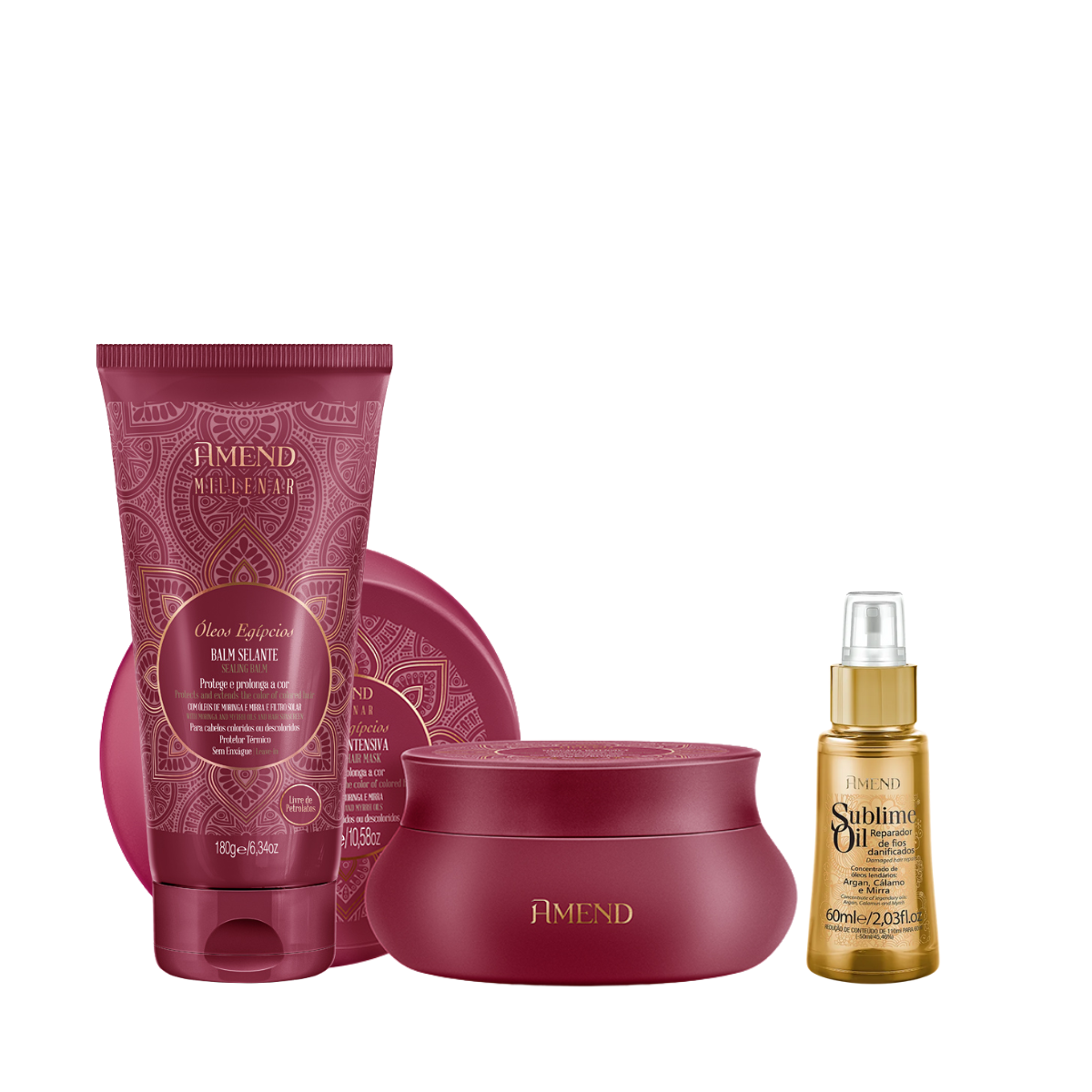 Amend Millenar Óleos Egípcios Masc 300ml + Balm Selante 180ml + Sublime ...