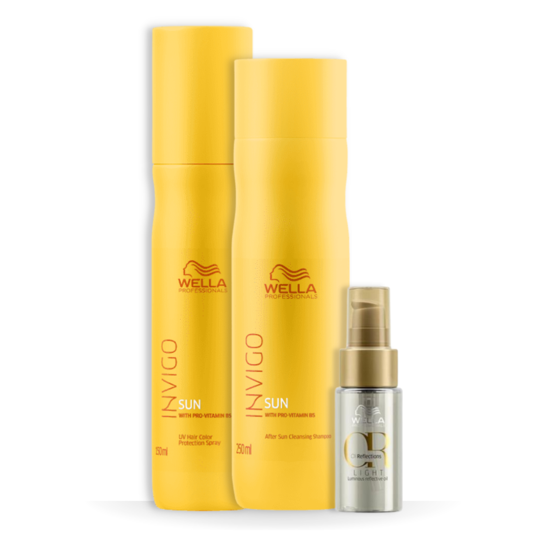 Wella Sun Shampoo + Leave-in + Óleo Light 30ml ÚNICO