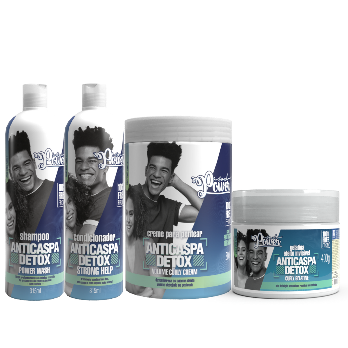 Soul Power Detox Shampoo + Condicionador + Creme Pentear 800ml ...
