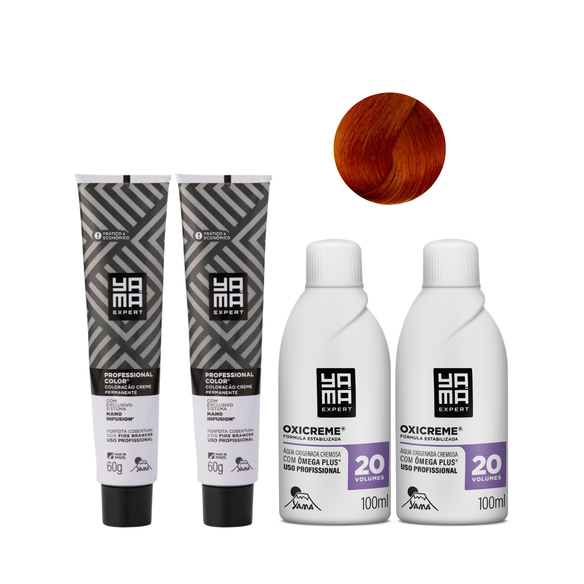 Yamá Color Nano Infusion 7.4 Loiro Médio Acobreado + OX 20V 100ml - 2 ...