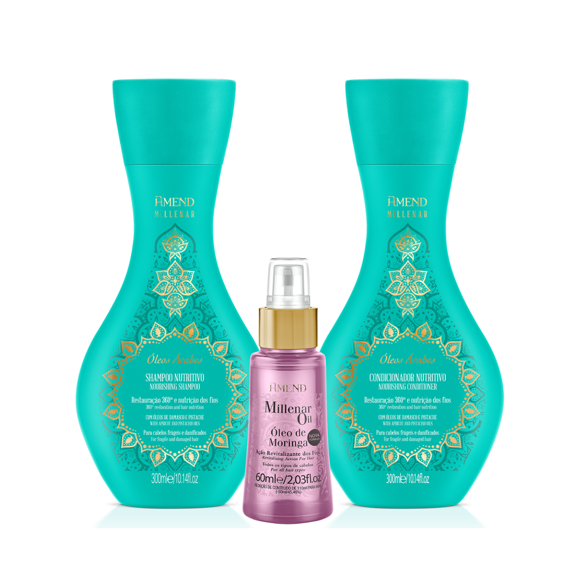 Amend Millenar Óleos Árabes Sh 250ml + Cond 250ml + Millenar Oil ...