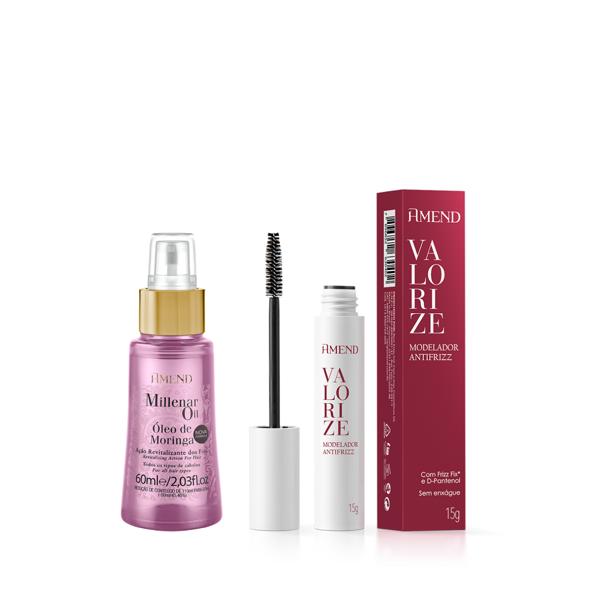 Amend Millenar Oil Óleo de Moringa 60ml + Valorize Modelador Antifrizz ...