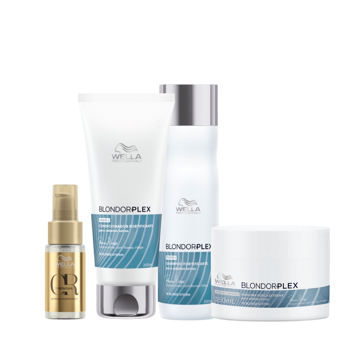 Wella BlondorPlex Care Line Sh 250ml + Cond 200ml + Masc 150ml + Óleo ...