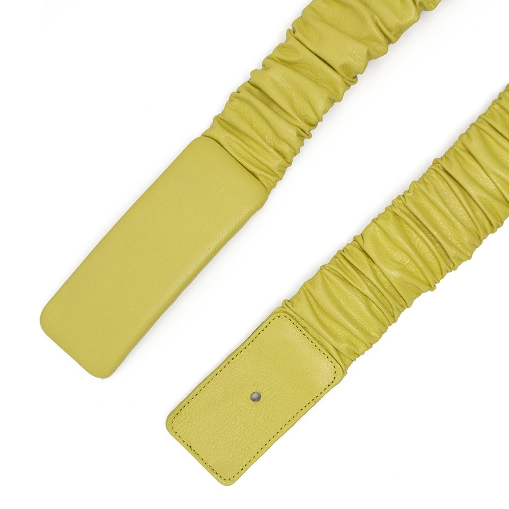 Cinto Elástico Todo Forrado Em Couro Ethan Lima Verde