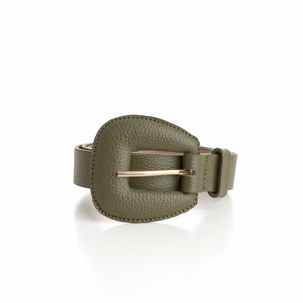 Cinto Em Couro Fivela Forrada Carlo Militar Verde