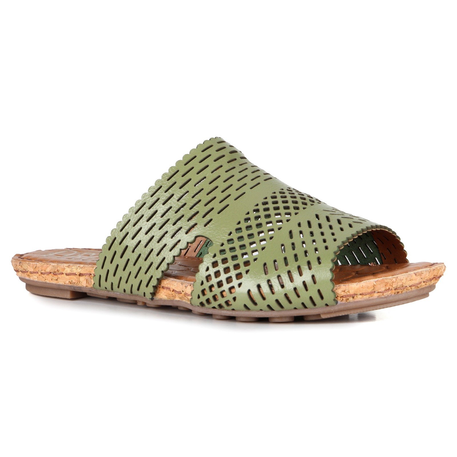 Rasteira Em Couro Lazule - Verde Verde