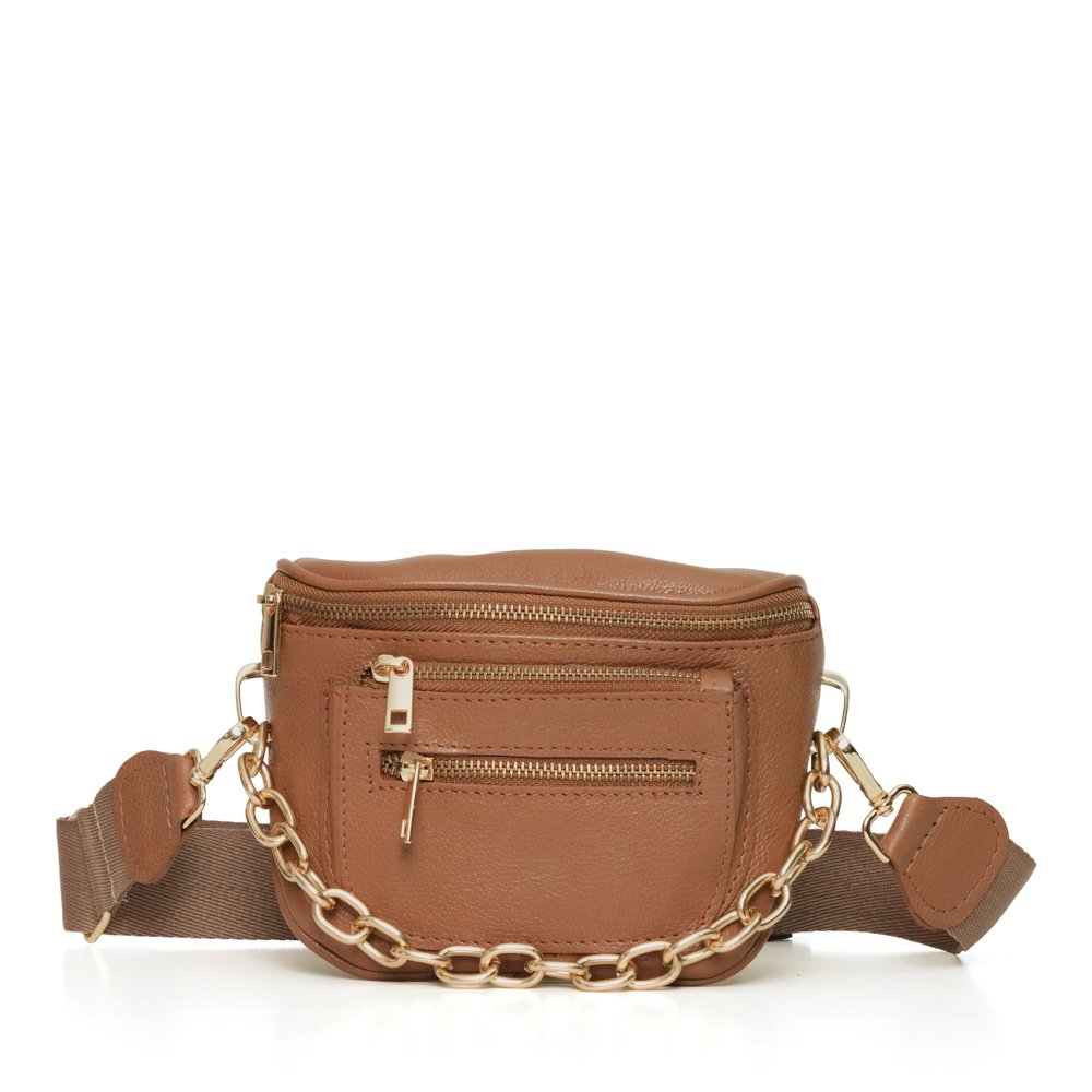 Bolsa Pochete Em Couro Nina Castor Castor