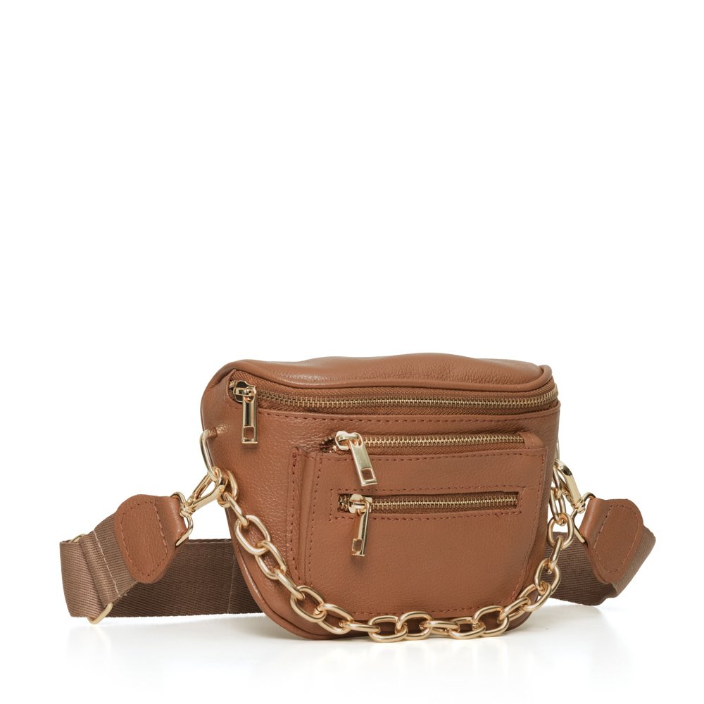 Bolsa Pochete Em Couro Nina Castor Castor