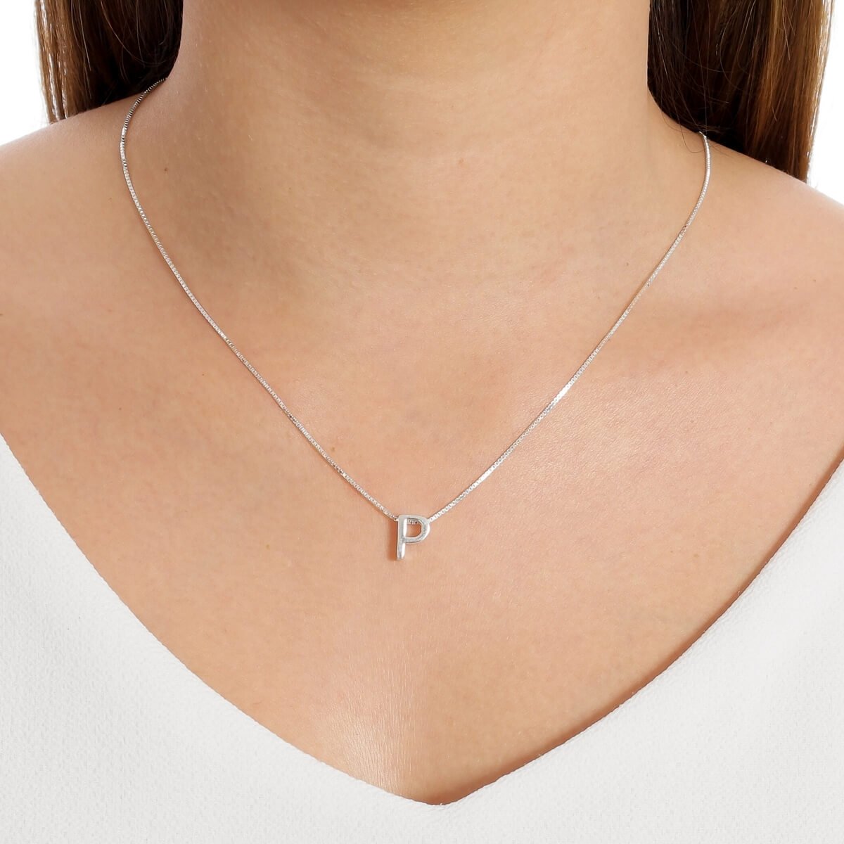 Colar Prata 925 Letra P Prata