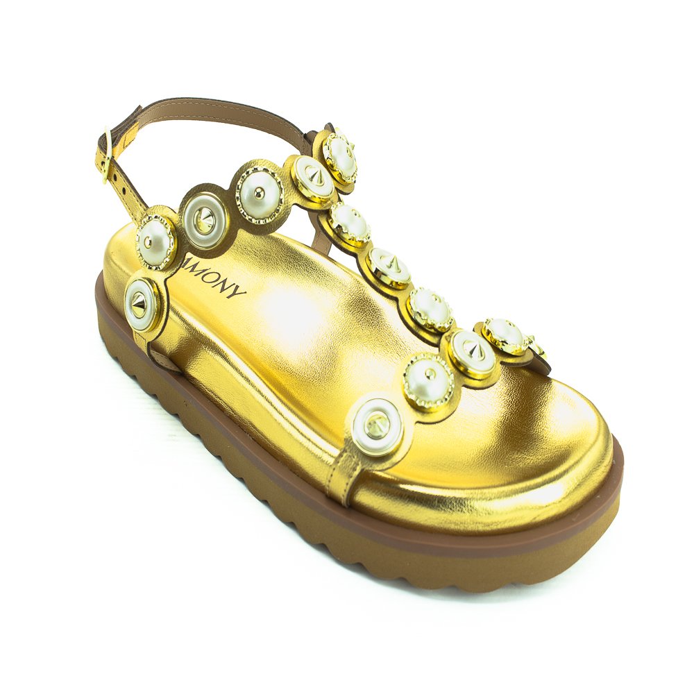 Sandália Feminina Ramony 6802/219 - Dourado Dourado