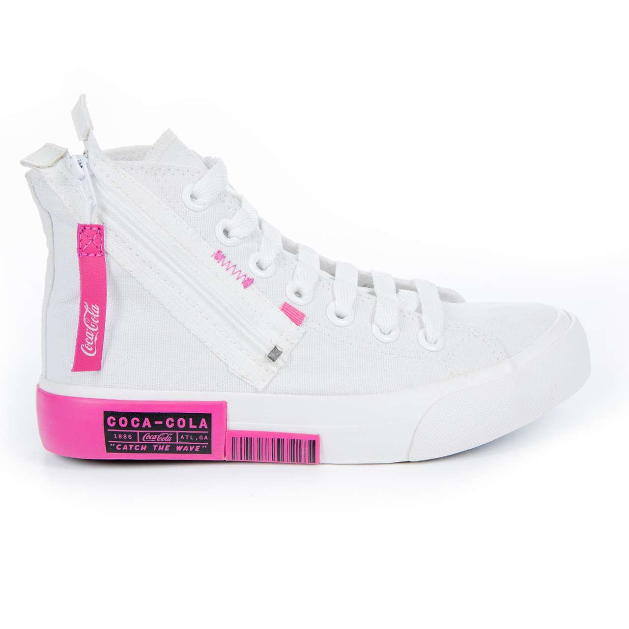 Tênis Coca-Cola Shoes Atlanta Wave Zipper Branco Pink Branco