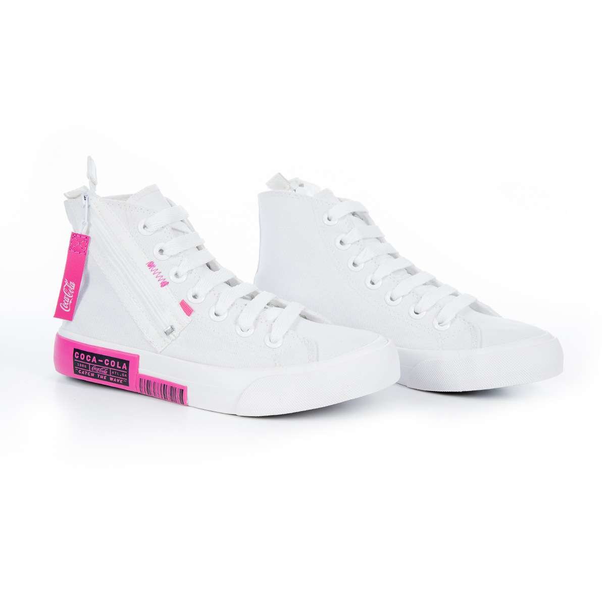 Tênis Coca-Cola Shoes Atlanta Wave Zipper Branco Pink Branco