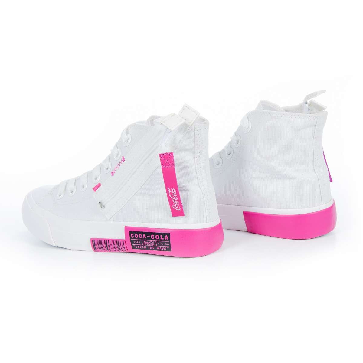 Tênis Coca-Cola Shoes Atlanta Wave Zipper Branco Pink Branco