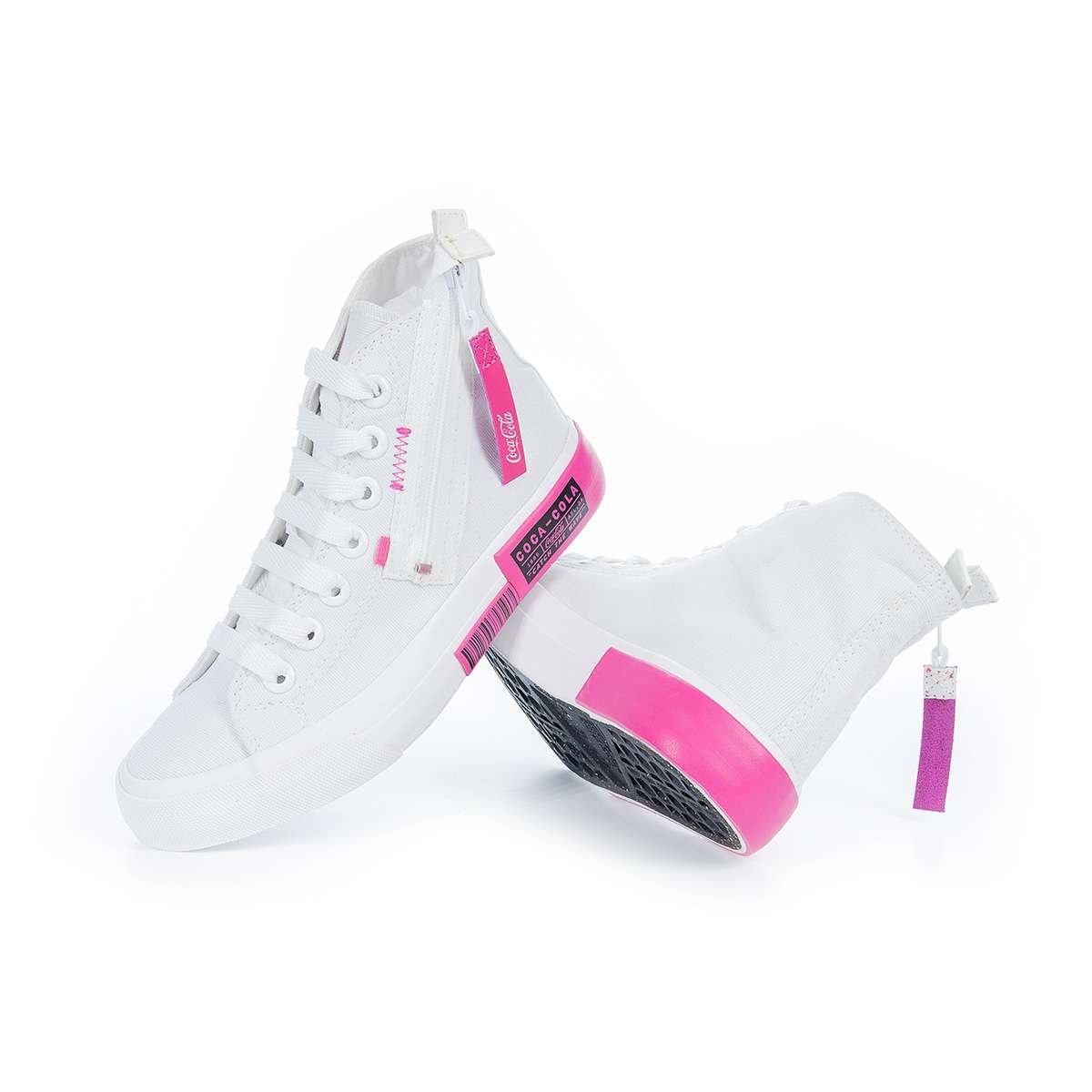 Tênis Coca-Cola Shoes Atlanta Wave Zipper Branco Pink Branco