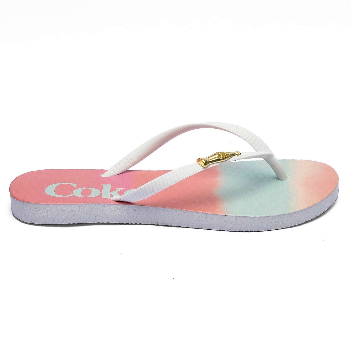 Chinelo Coca-Cola Stay Cool Coke Branco Multicores